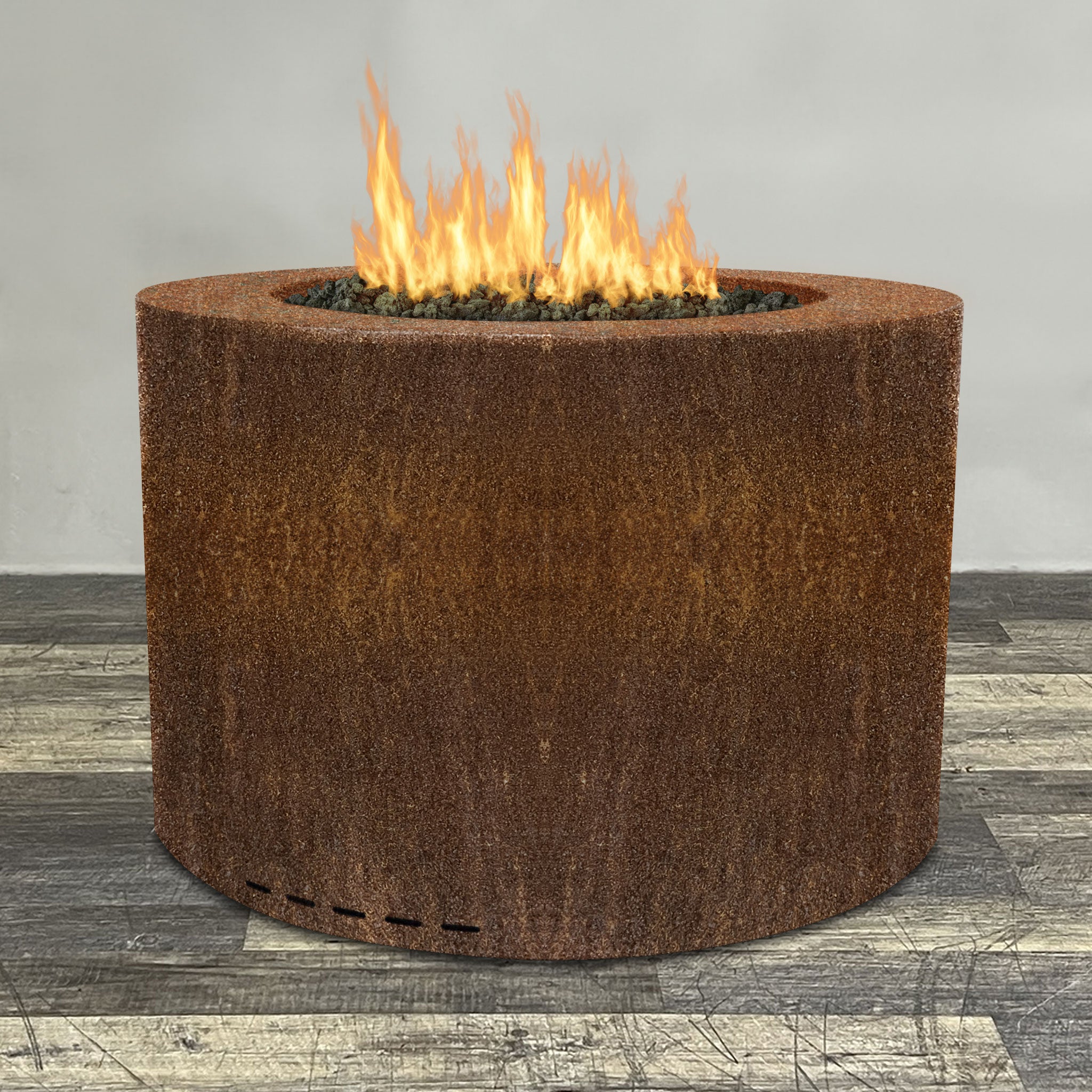 Starfire Designs Metal Gravity 45" Round Corten Steel Gas Fire Pit wit ...
