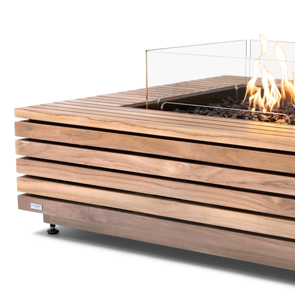 EcoSmart Fire Base 40 Fire Pit Table - Teak - Stainless Steel Ethanol ...