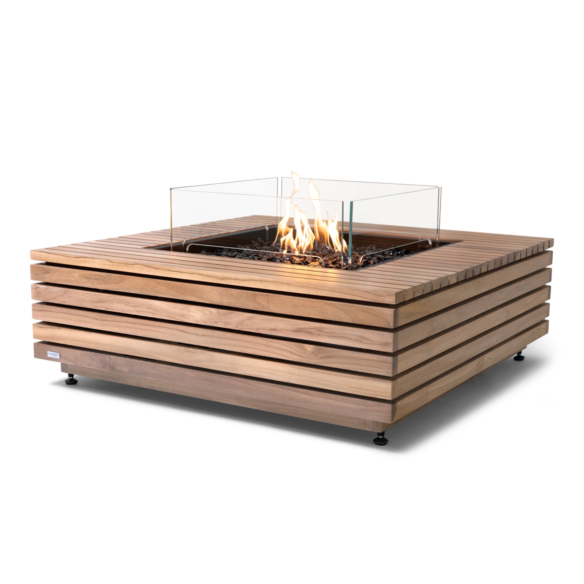 EcoSmart Fire Base 40 Fire Pit Table - Teak - Stainless Steel Ethanol ...