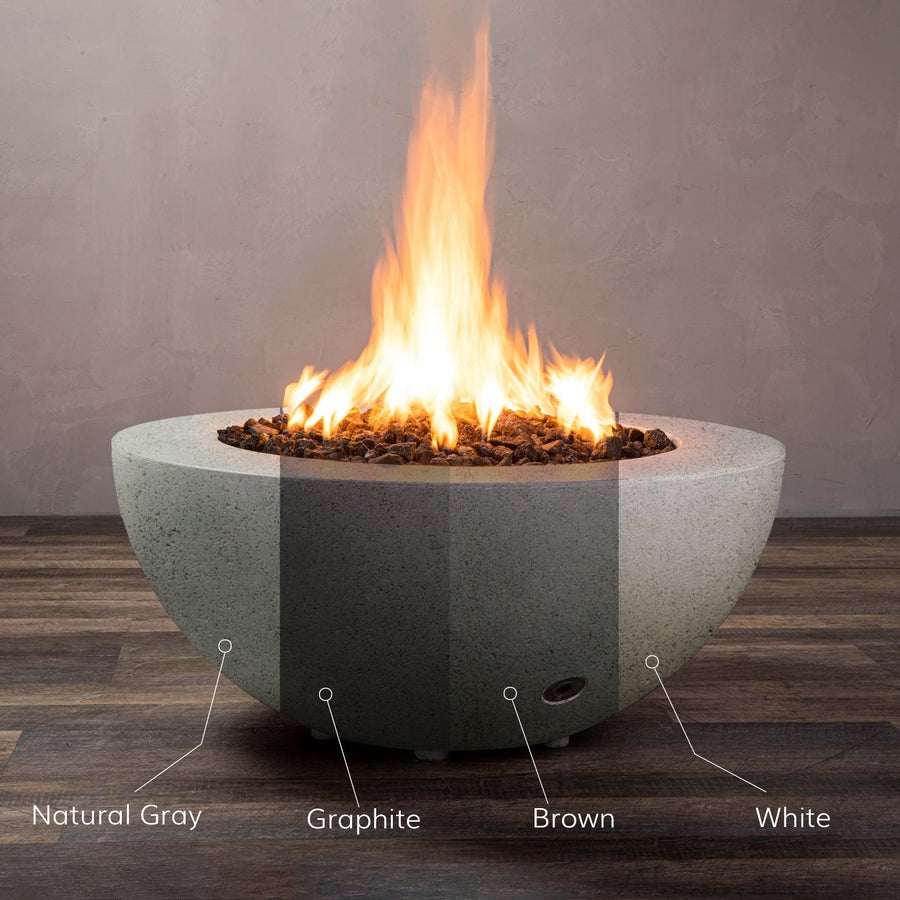 36" Round Rustic Gravity Concrete (GFRC) Fire Pit - Propane Gas Hardli ...