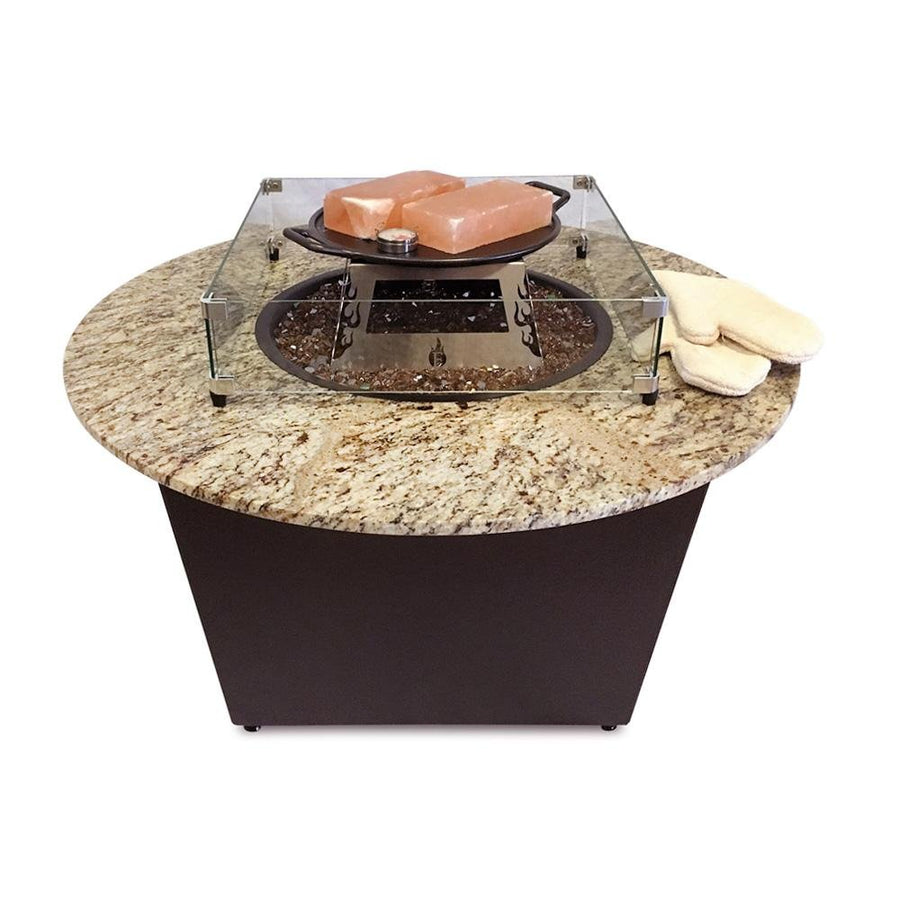 Santiago Fire Table with Santa Cecilia Granite Top and Cooking Package ...
