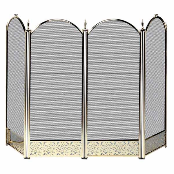 4 Fold Polished Brass Finish Screen with Decorative Filigree – Starfire ...