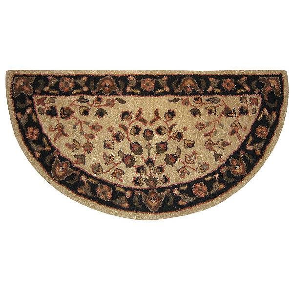 Beige Floral Hand-Tufted Wool Hearth Rug – Starfire Direct