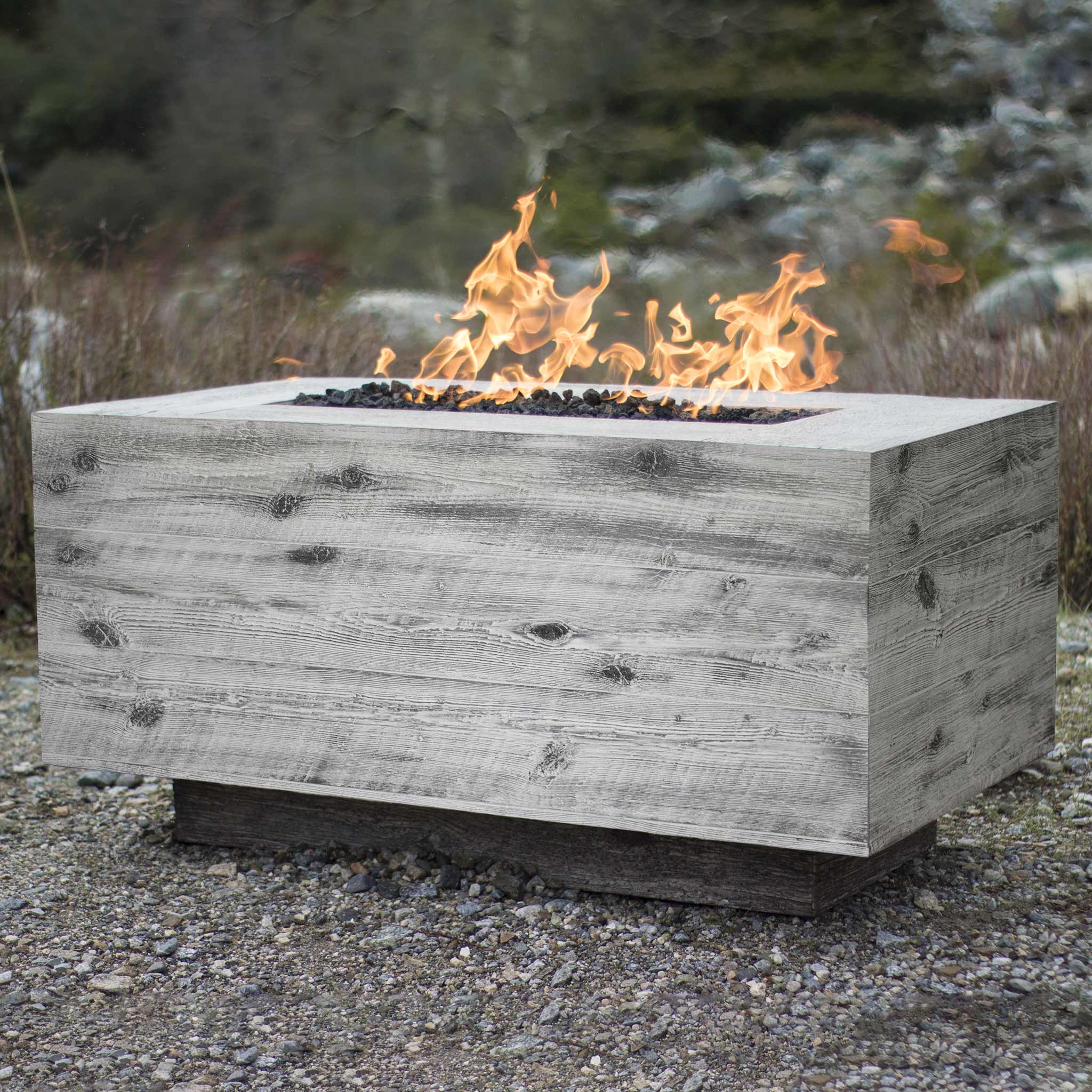 The Outdoor Plus 96" Catalina Wood Grain Concrete Gas Fire Pit ...